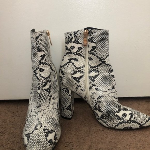 Hot Kiss | Shoes | Hot Kiss Faux Snake Skin Ankle Boots | Poshmark